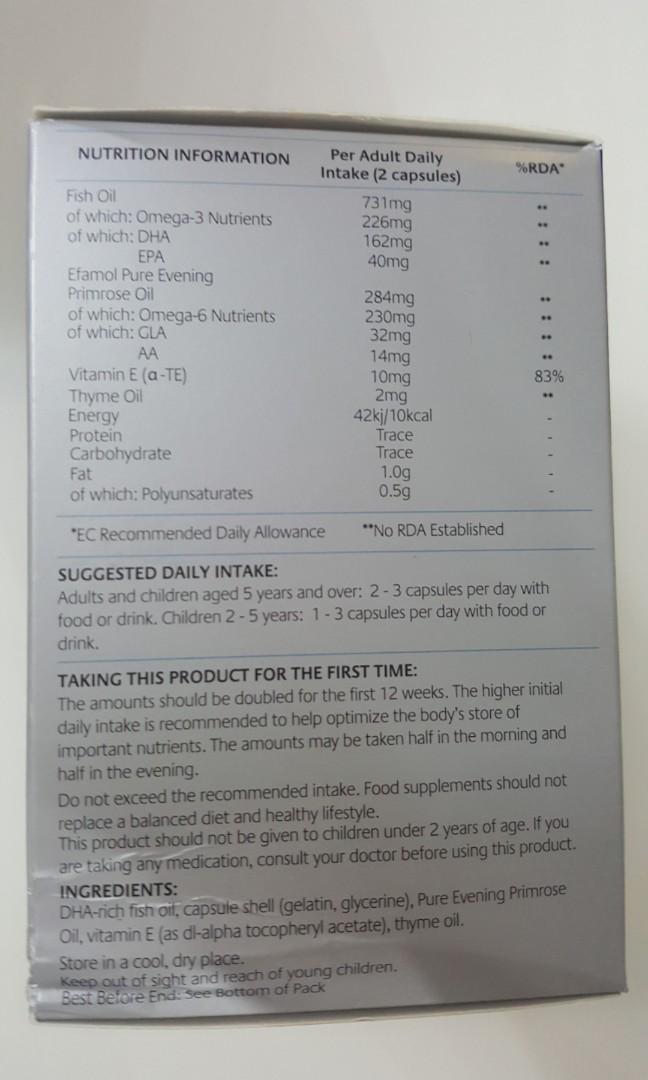 Efamol/efalex brain formula/supplement/fishoil/omega/dha, Health ...