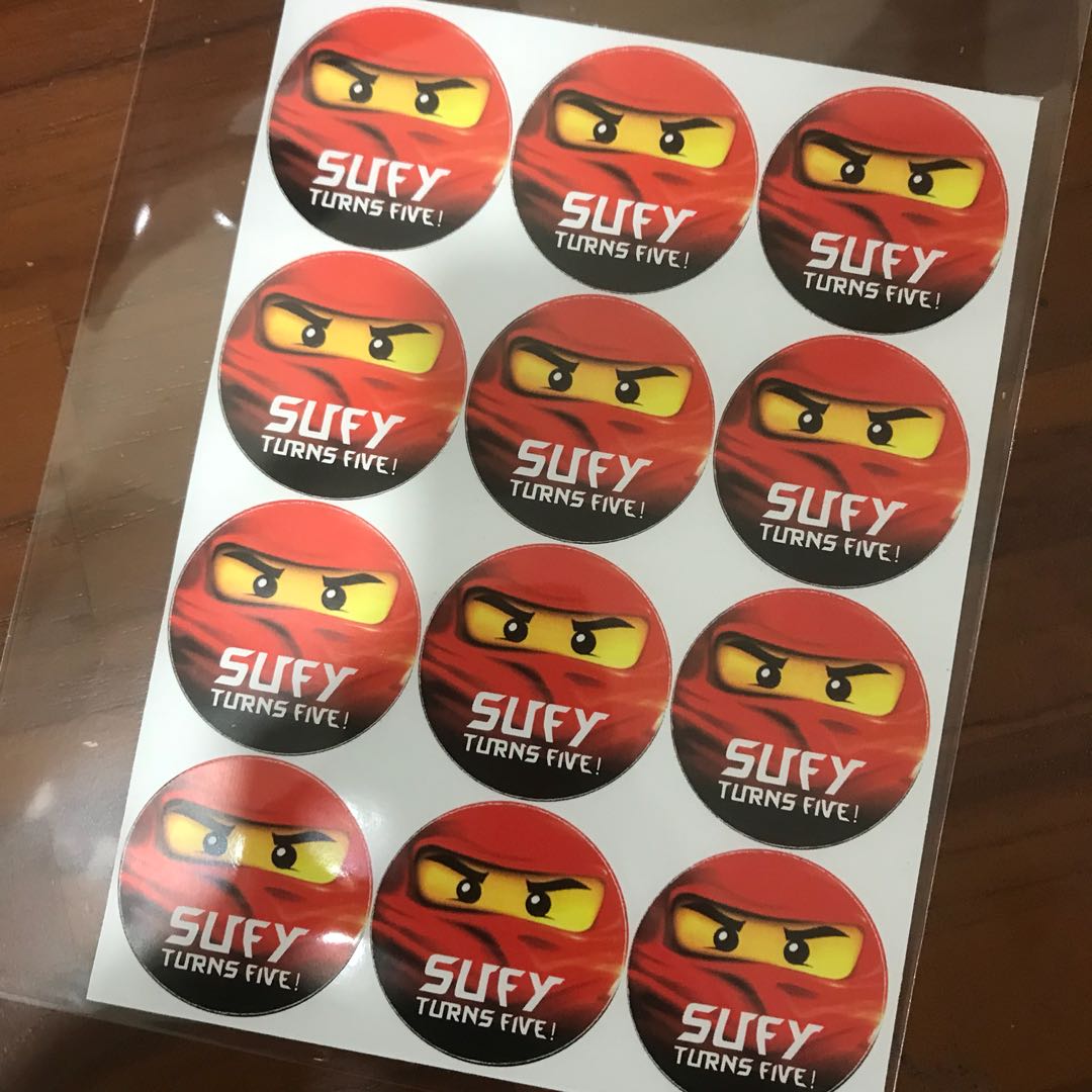 Ninjago theme customised stickers labels for birthday party goodie bag ...