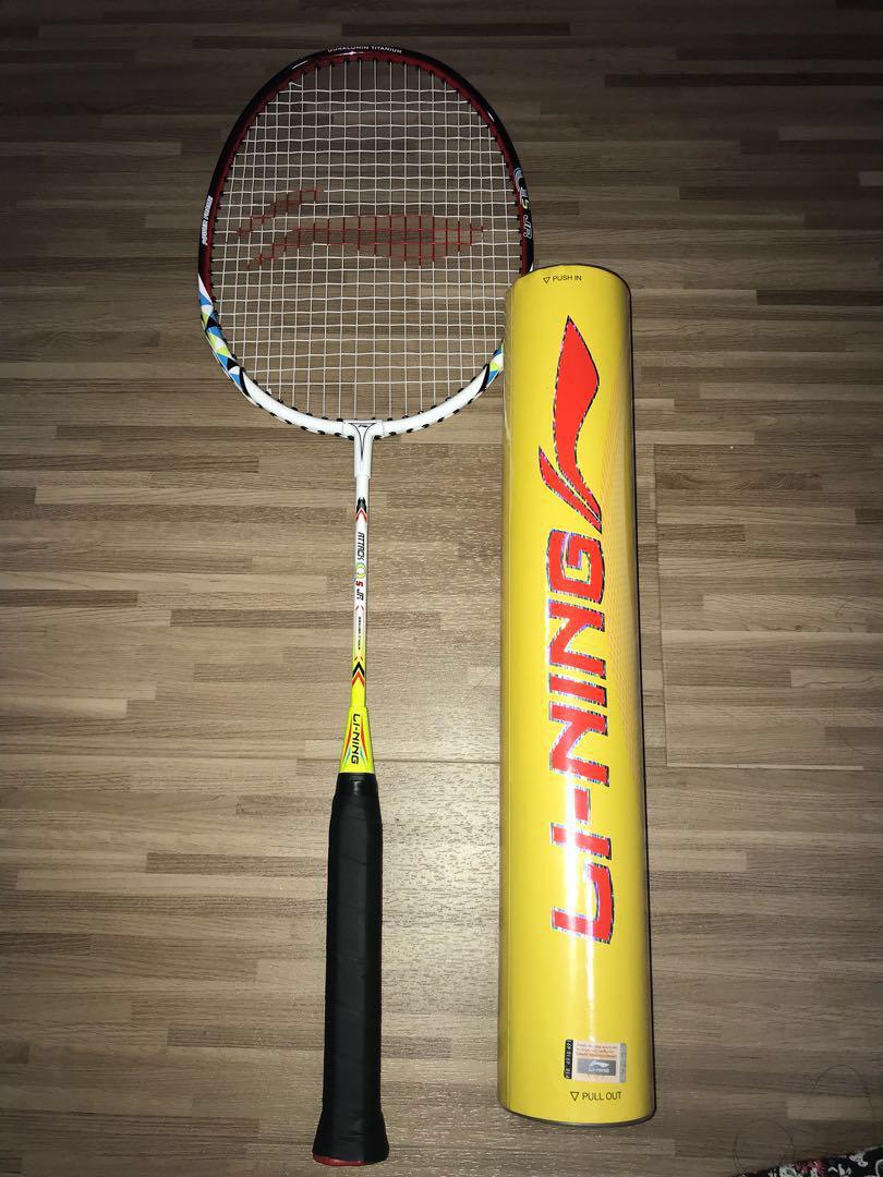 SET of LINING Badminton Racket + Shuttlecook (with cover bag), Sports ...