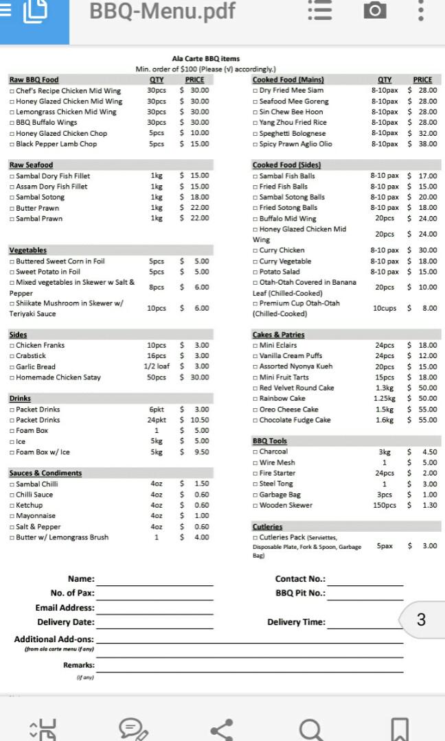 BBQ package for 12 pax, Food & Drinks, Local Eats on Carousell