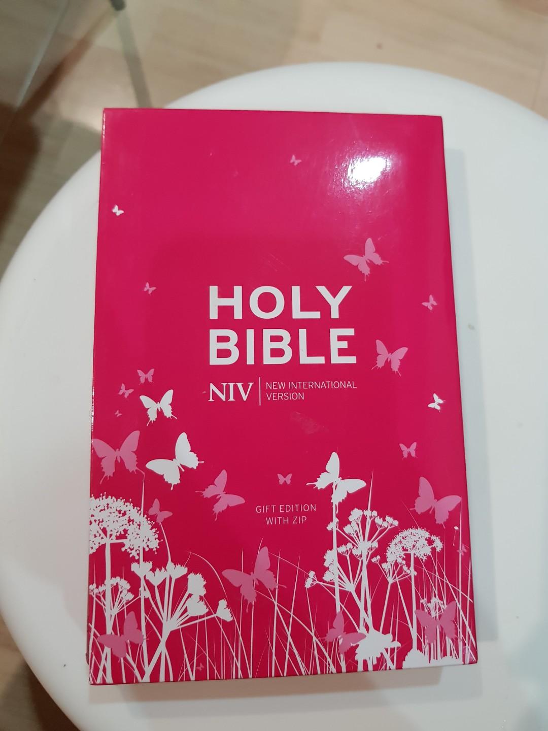 BN NIV Pocket Pink Soft-tone LeatherLike Gift Holy Bible with Zip ...