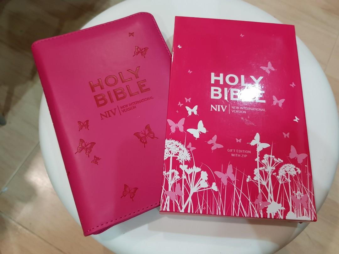 BN NIV Pocket Pink Soft-tone LeatherLike Gift Holy Bible with Zip ...
