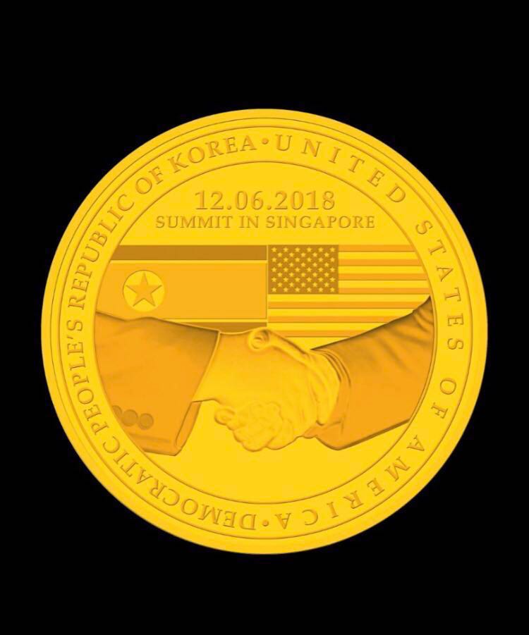 Donald Trump and Kim Jong Un Singapore Summit Gold Coin, Vintage ...