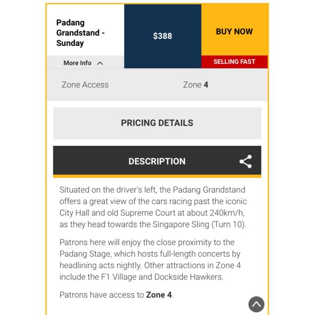 F1 Sunday Padang Grandstand Tickets, Tickets & Vouchers, Local ...