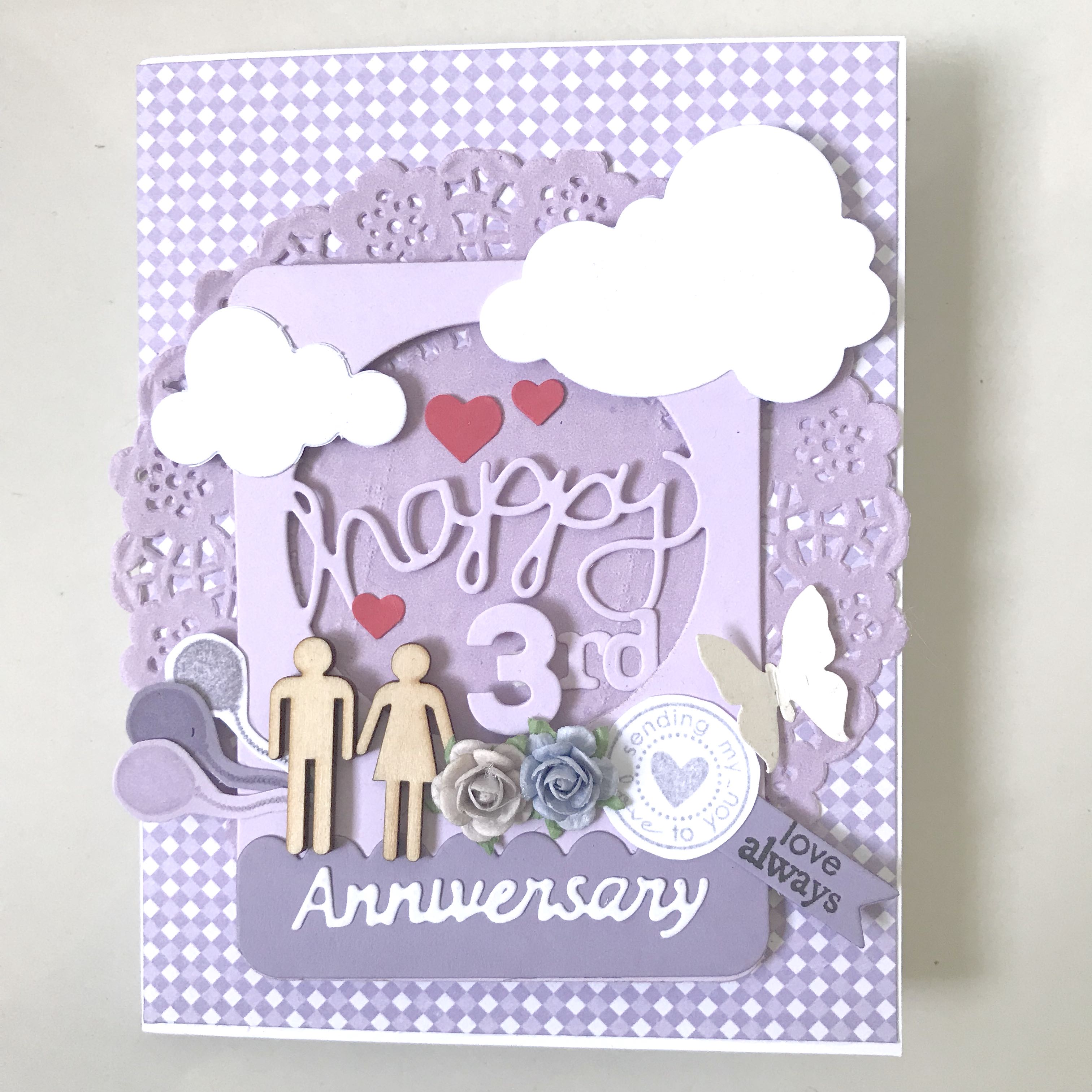 Happy 3rd Anniversary Handmade Card Hobbies Toys Stationery Craft