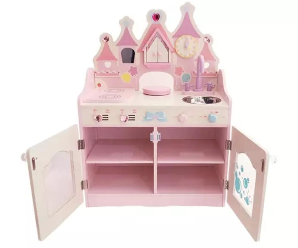 (PO) BN Wooden Princess Castle Palace Pink & White Baking Cooking ...