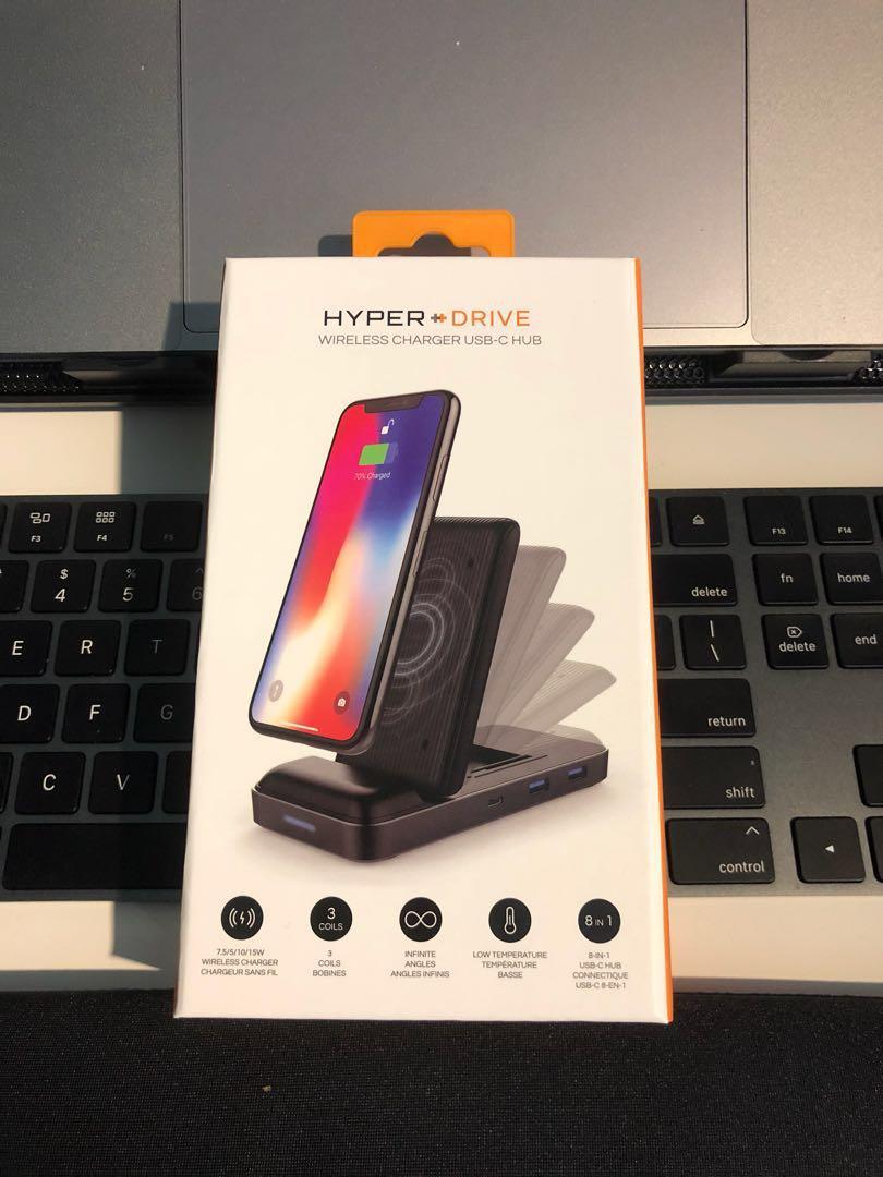 HyperDrive Wireless Charger USB-C Hub, 手提電話, 電話及其他裝置配件, 充電器及電線 - Carousell