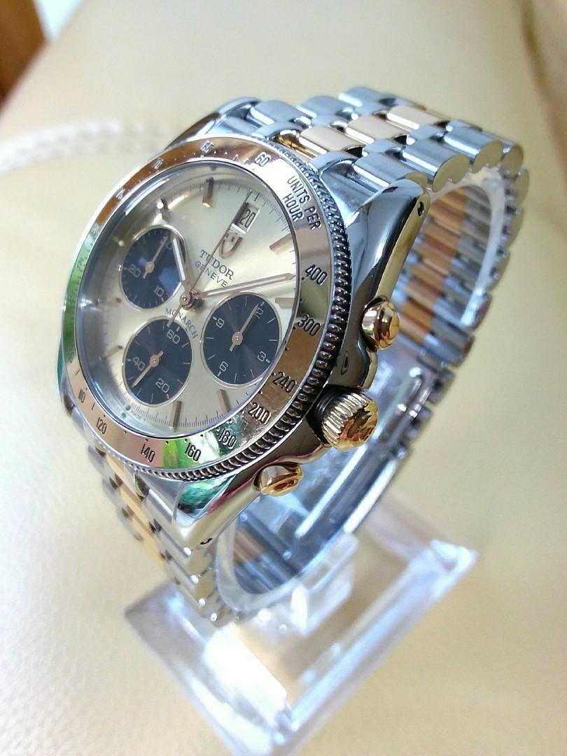 Tudor Monarch Chronograph Mens Gold Steel Quartz, Luxury, Watches on ...