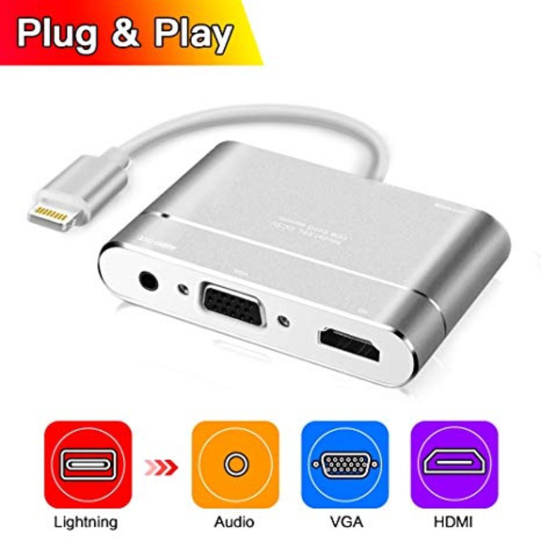 610. MiraScreen X6L Same Screen Adapter Lightning to VGA/HDMI/USB/AUDIO ...