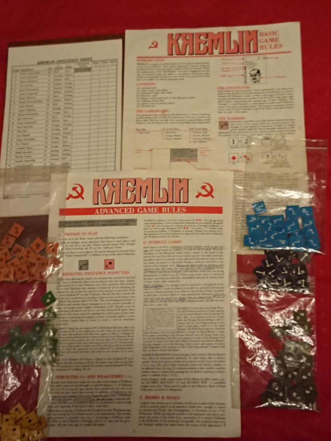 Rare Avalon Hill game -Kremlin fm 80's of political intrigue, Hobbies ...