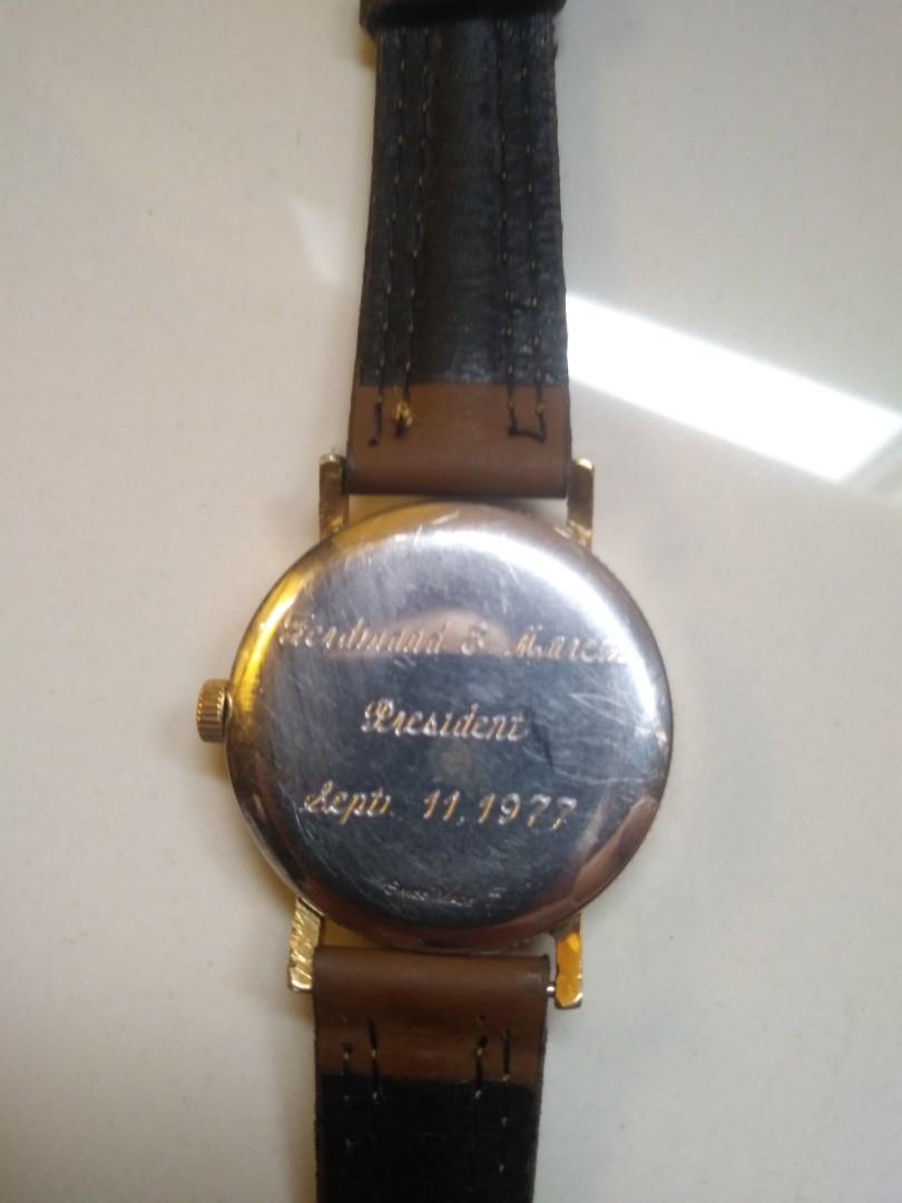 vintage ferdinand marcos gold comemoratory watch, Luxury, Watches on ...
