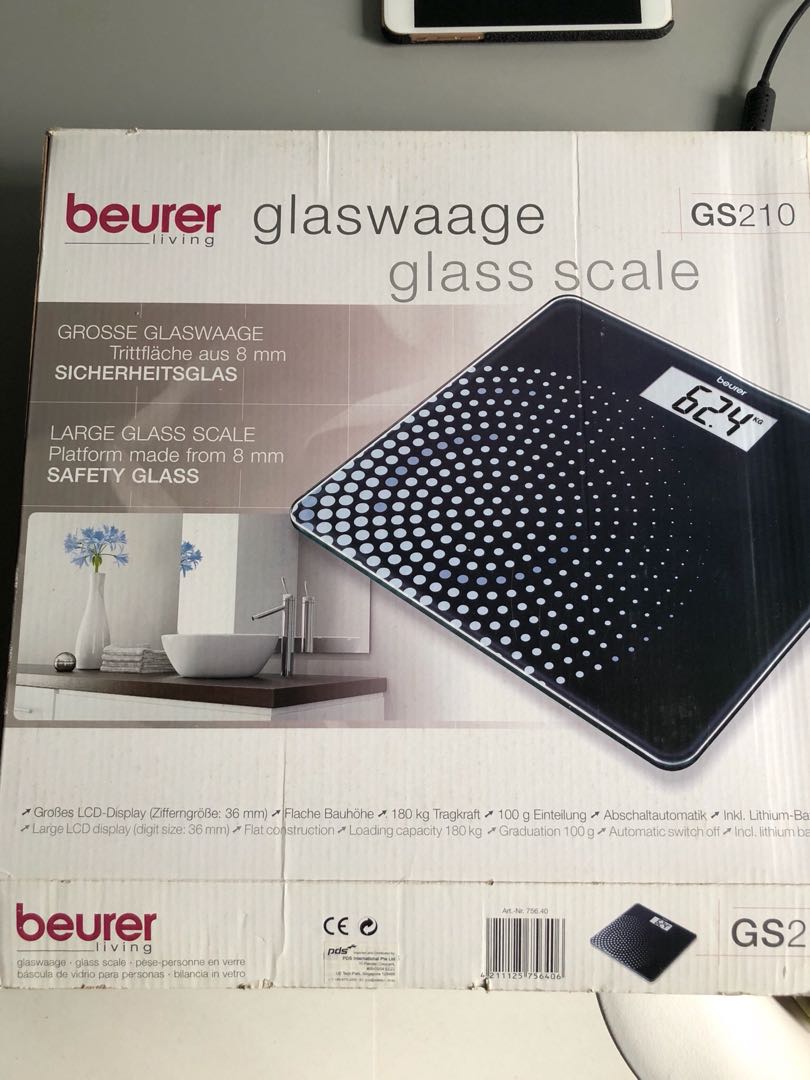 Beurer Glass Weighing Scale, Health & Nutrition, Health Monitors ...