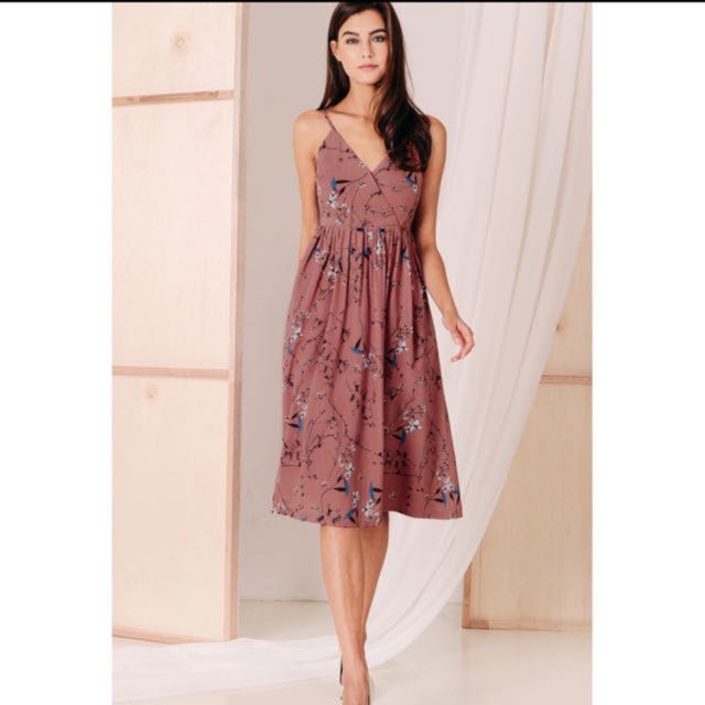 Chantel Wrap Midi Dress In Dust Pink Fashmob, Women's Fashion, Dresses ...