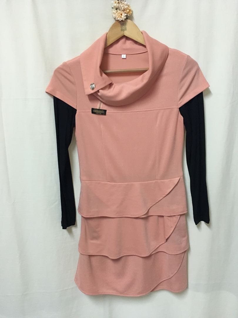 Elegant Pastel Peach Uniform Dress, Women's Fashion, Dresses & Sets ...