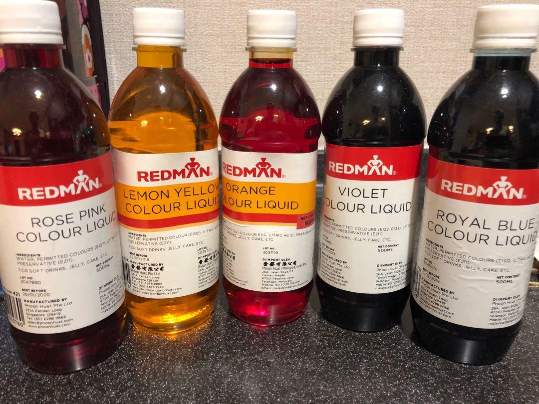 Redman Food Colour Liquid Rose Pink Lemon Yellow Orange Violet Royal ...