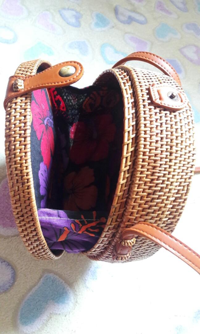 Round Rattan Bali Bag, Women's Fashion, Bags & Wallets, Beach Bags on ...