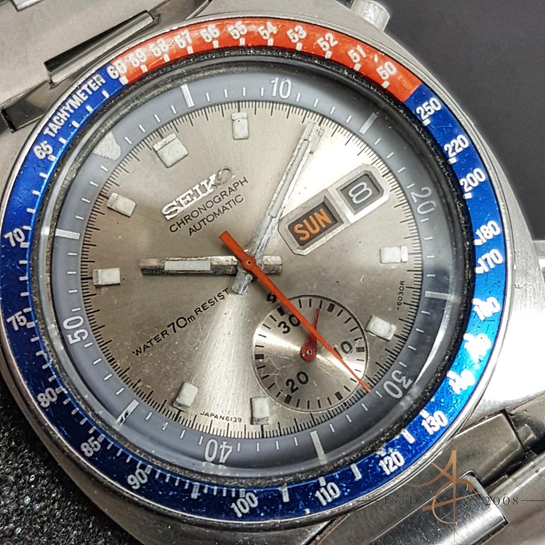 Seiko Pogue "World's First Automatic Chronograph" Vintage Watch 6139 ...