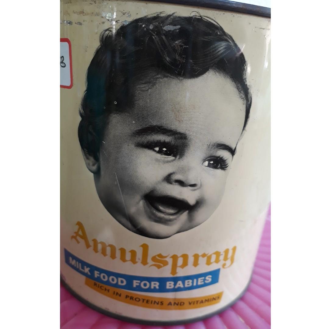 Vintage AMULSPRAY Baby Milk Food Drink Beverage Tin Can INDIA 500 Grams ...