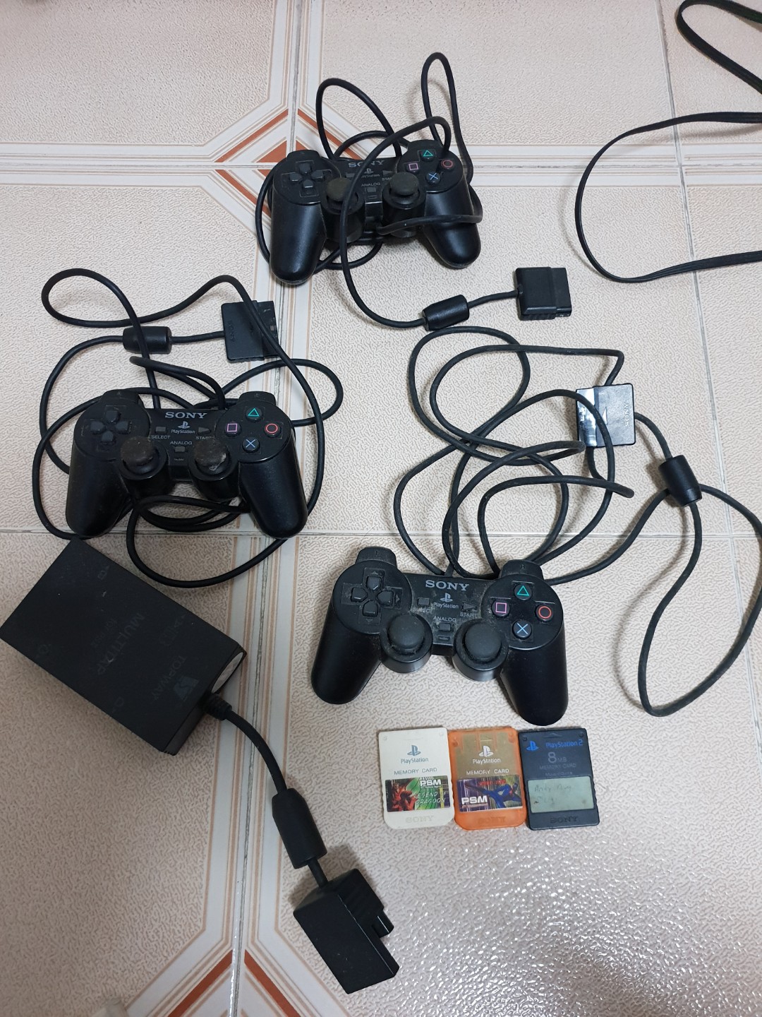 Play station 2 ps2 controllers, memory card and multi port controller ...