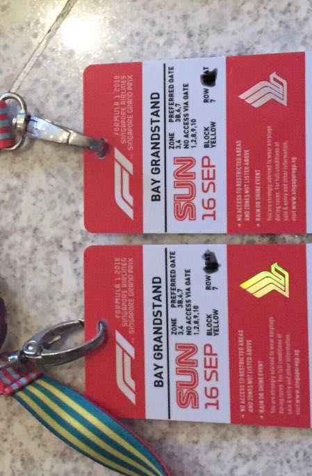 Singapore F1 Sunday Grandstand pair, Tickets & Vouchers, Local ...