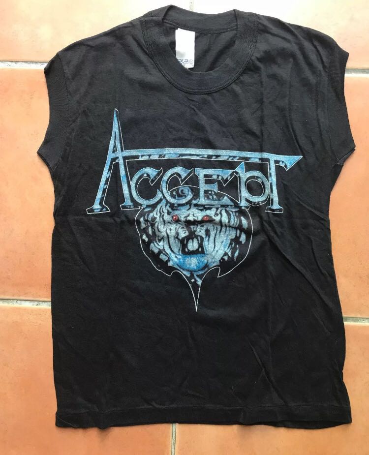 Vintage 80s ACCEPT band rock kapak iron maiden, Men's Fashion, Tops ...