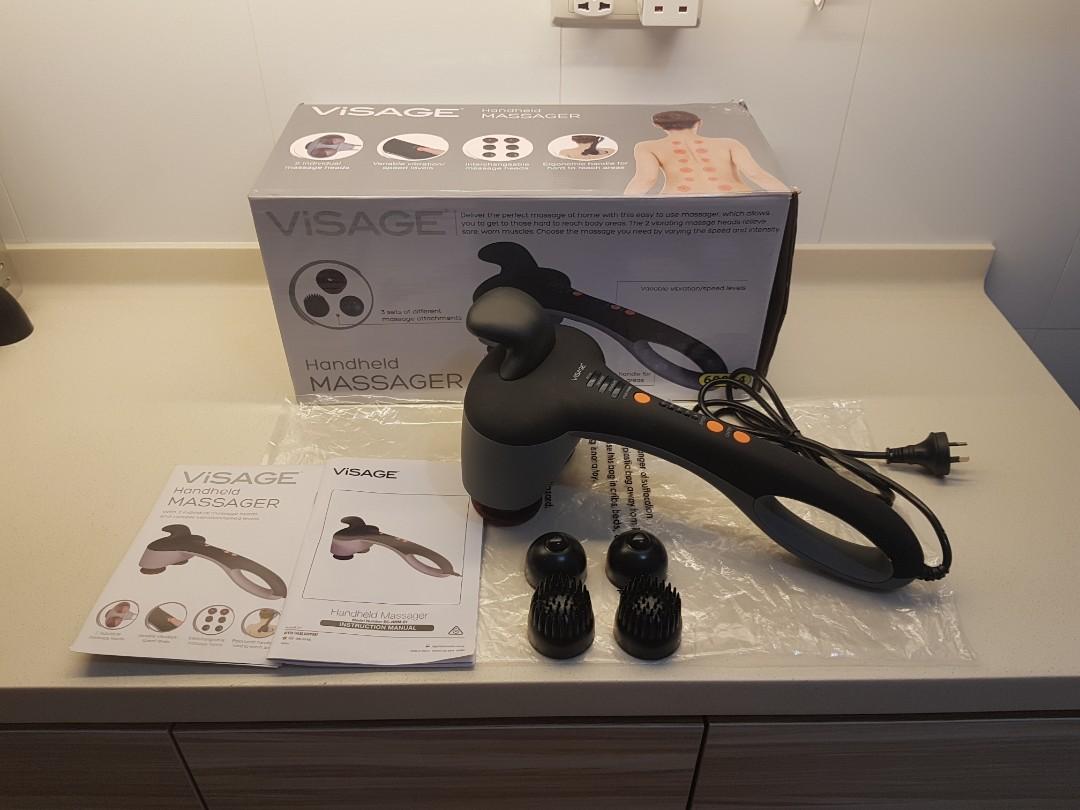 VISAGE Handheld Massager (with 2 individual massage heads & variable ...