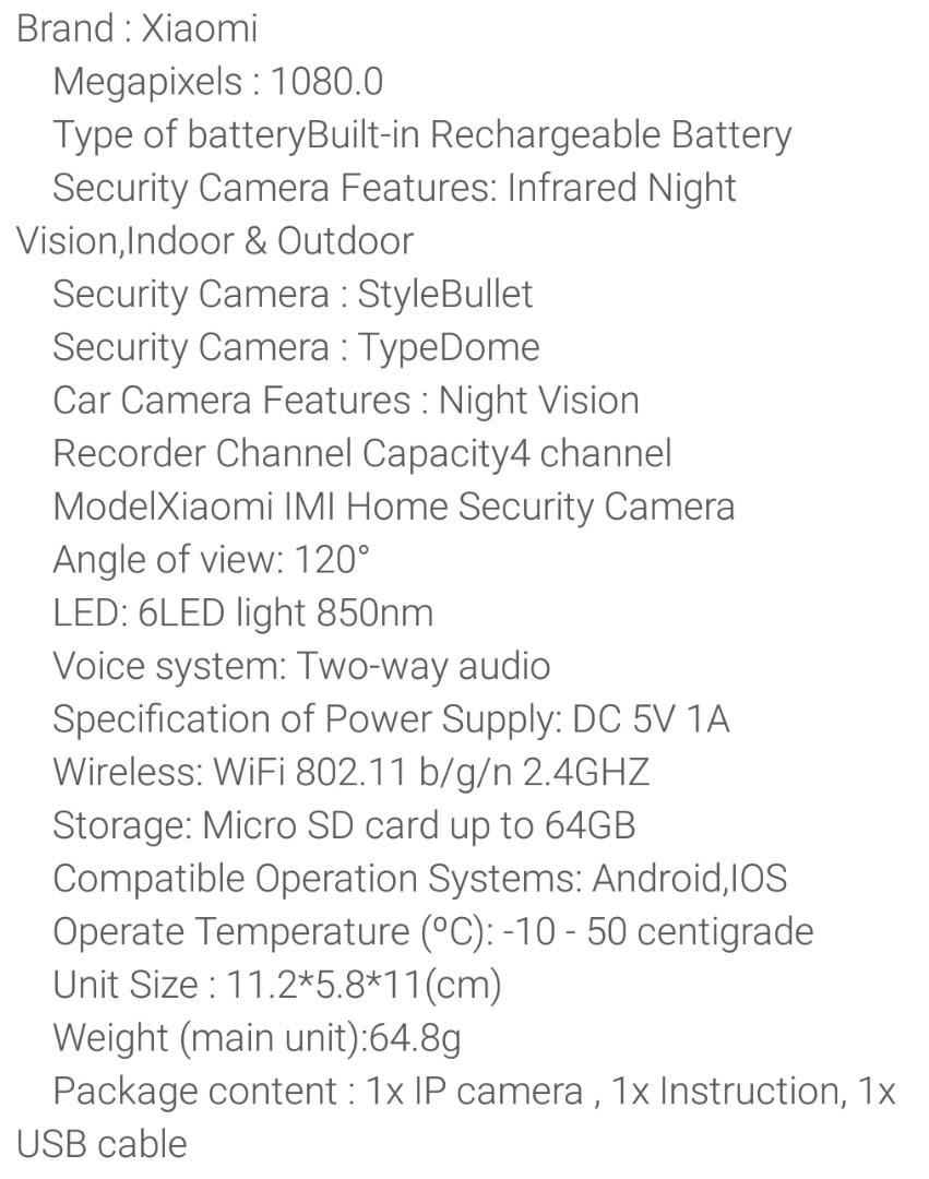 Xiaomi Chuangmi Smart 720p Wifi IP Home Security Camera, Furniture ...