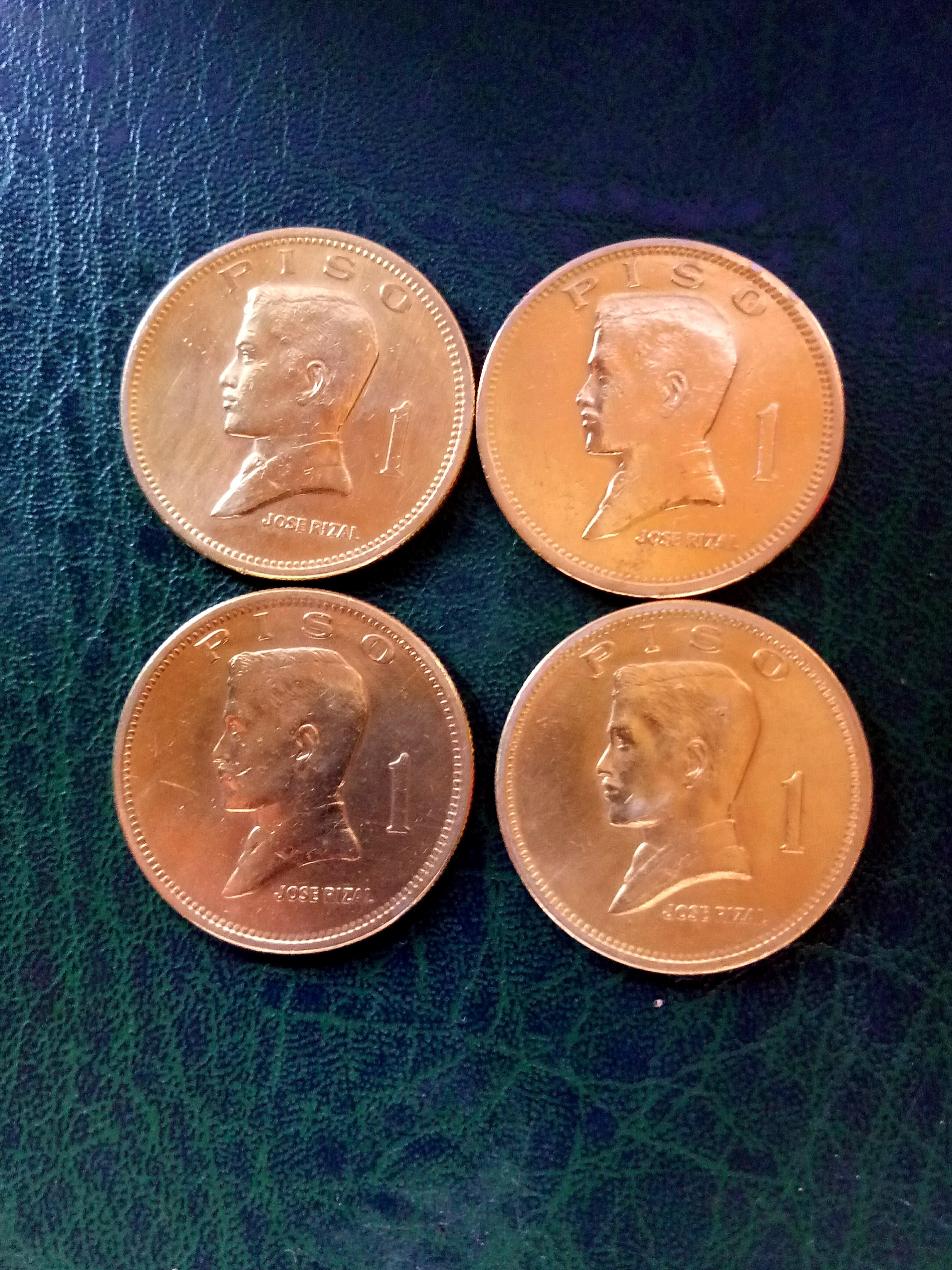 4 Pcs. Gold-plated Original 1 Piso Rizal Coins on Carousell