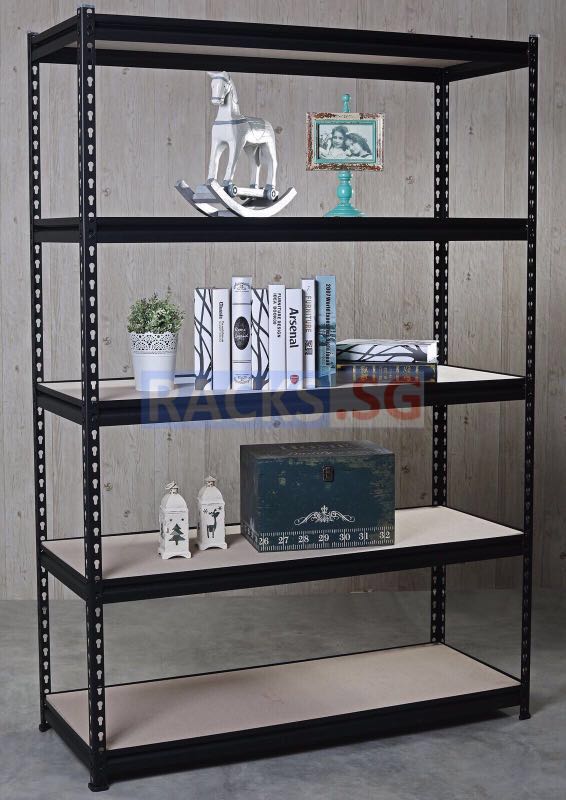5-Tier DIY Boltless Storage Rack with HDF Board Shelves, Furniture ...