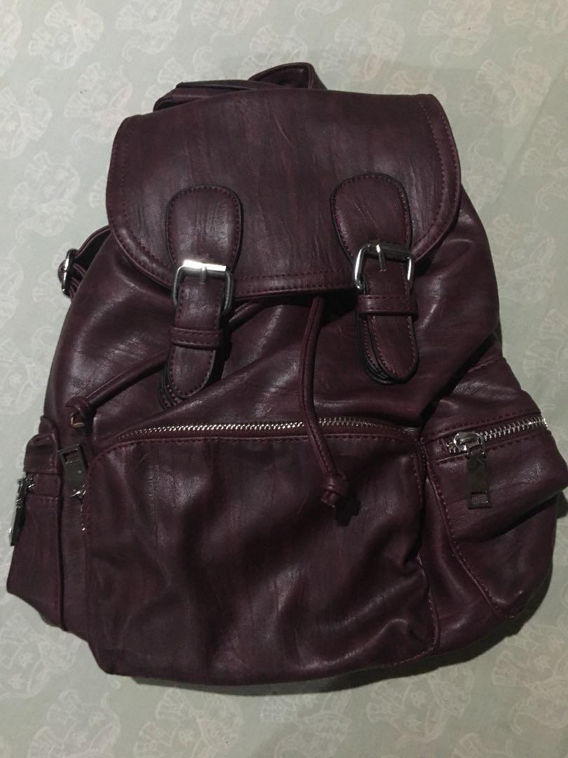 Authentic Korean Leather Backpack, Women's Fashion, Bags & Wallets ...