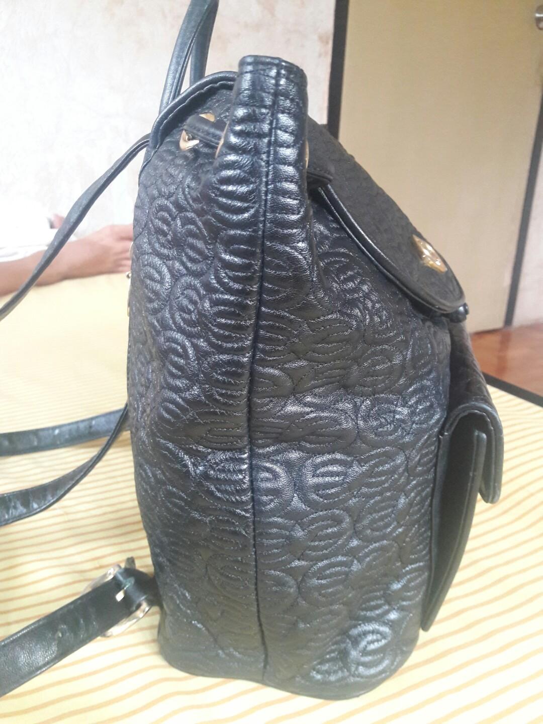 Esquire Collection Genuine Leather Quilted Black Backpack, Women's ...