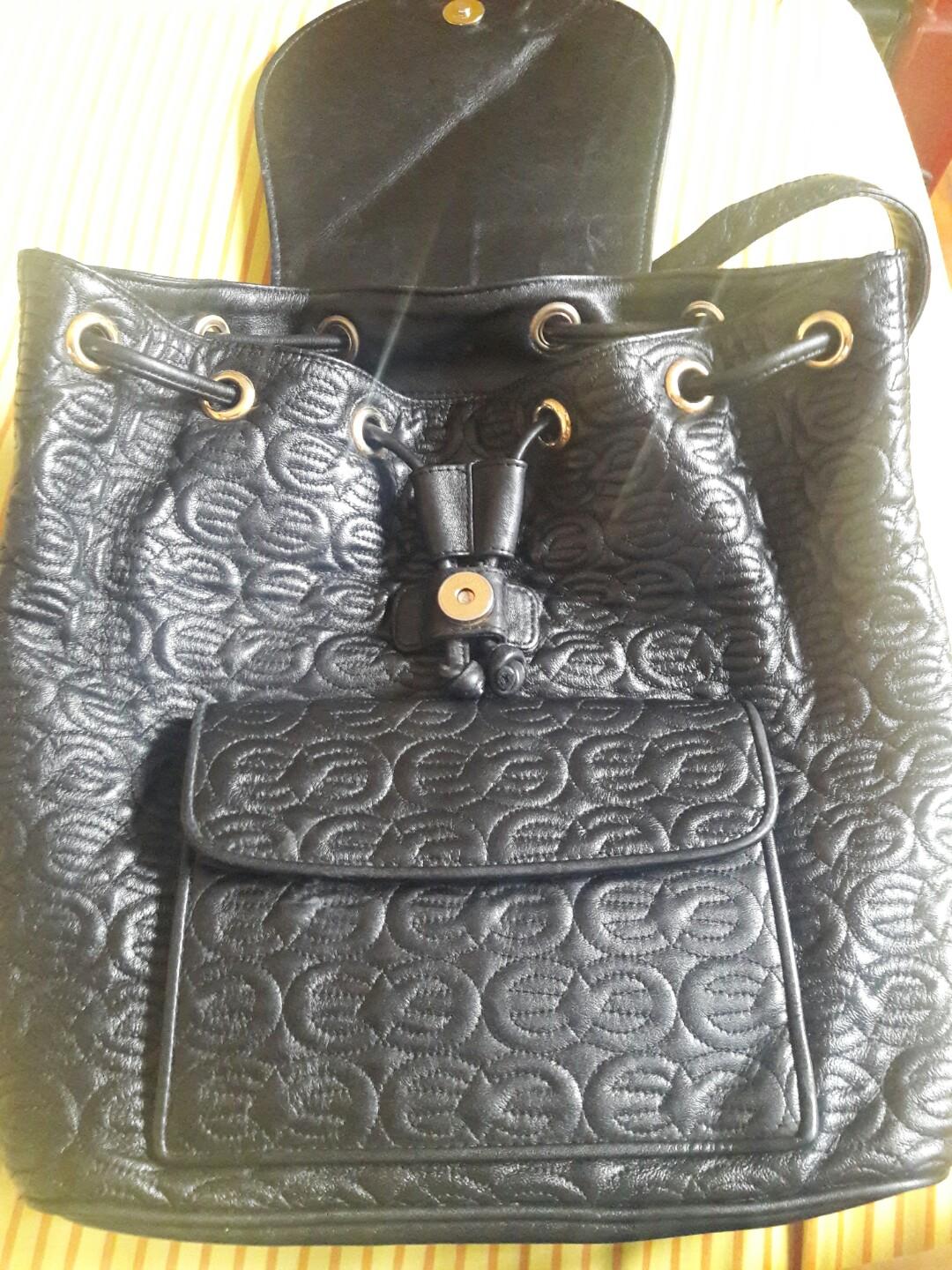 Esquire Collection Genuine Leather Quilted Black Backpack, Women's ...