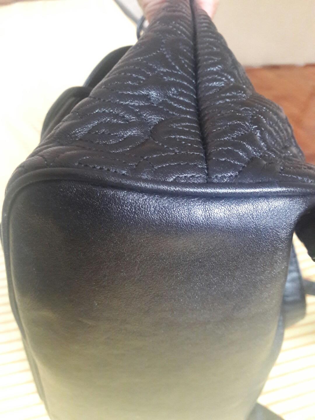 Esquire Collection Genuine Leather Quilted Black Backpack, Women's ...