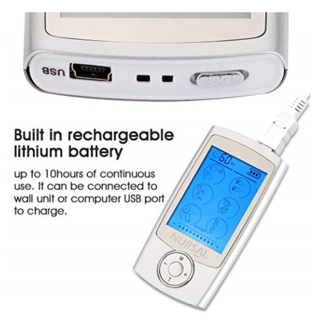 NURSAL TENS Unit Rechargeable FDA Cleared Electronic Pain Relief ...
