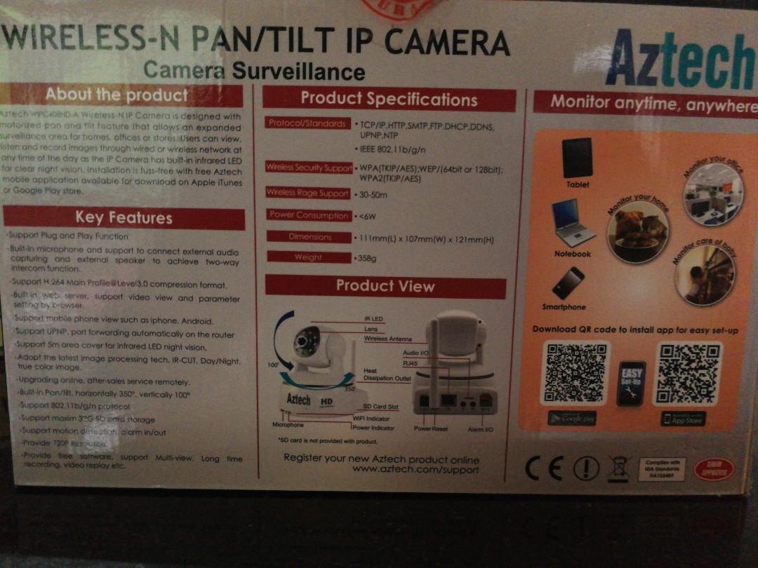 Aztech WIPC408HD wireless-N IP camera, Furniture & Home Living ...