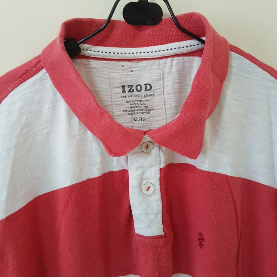 Izod Red & White Stripes Polo Shirt, Men's Fashion, Tops & Sets ...