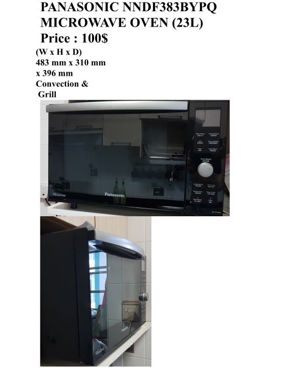 PANASONIC NNDF383BYPQ MICROWAVE OVEN (23L), TV & Home Appliances ...