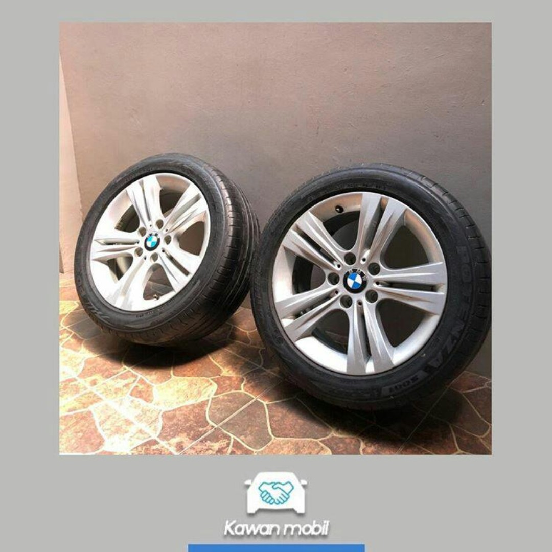 Velg Original BMW 320 F30 R18 dan Ban RFT Bridgestone, Aksesoris Mobil di Carousell