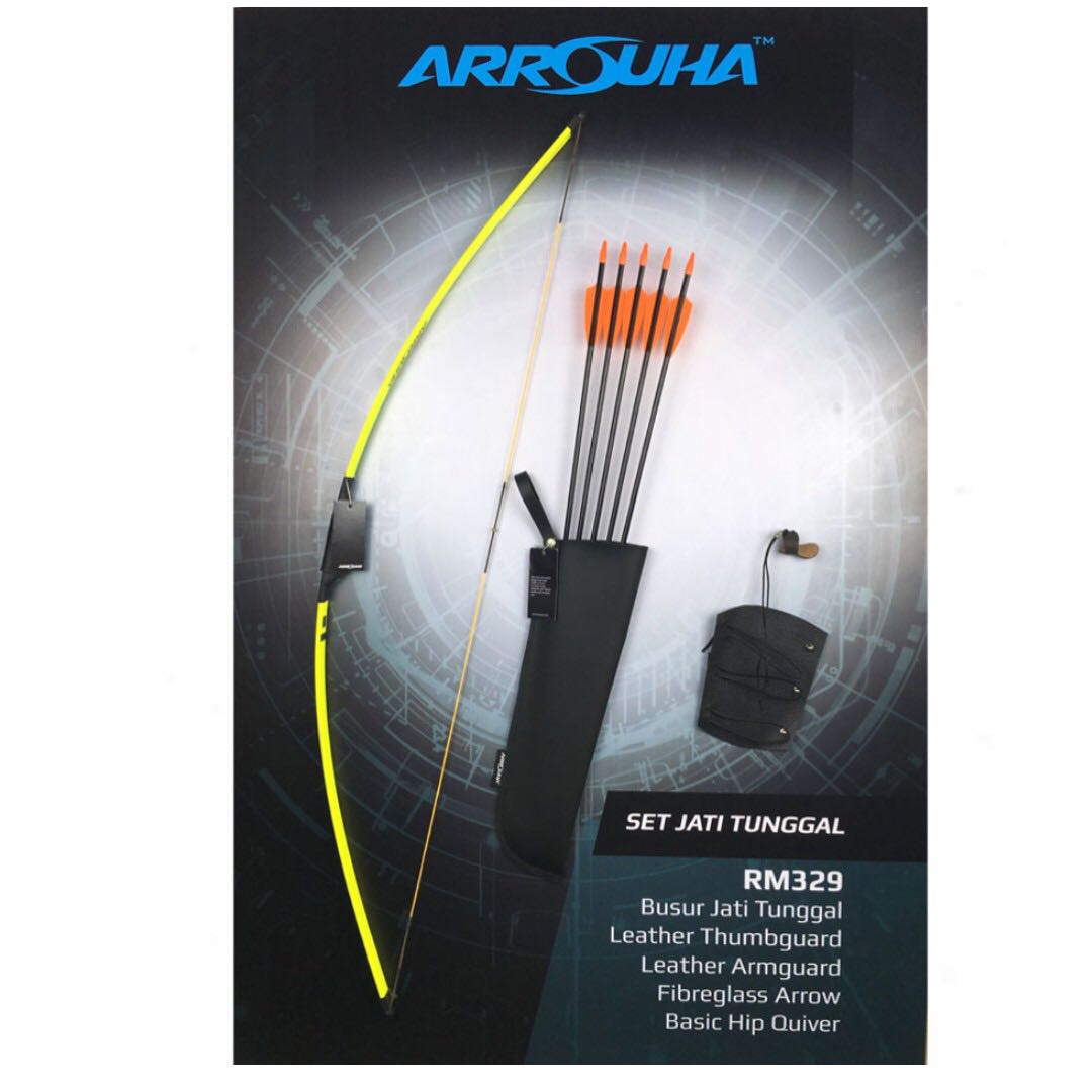 Best Beginner Package - Busur Jati Tunggal Arrouha 28lbs, Sports ...