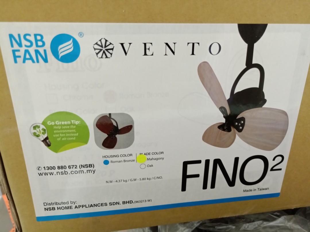 BNIB NSB FINO 2 CEILING FAN @ $300, Furniture & Home Living, Lighting ...