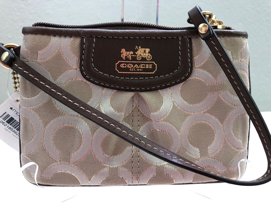 COACH MADISON OP ART LUREX SMALL WRISLET 46663, Women's Fashion, Bags ...