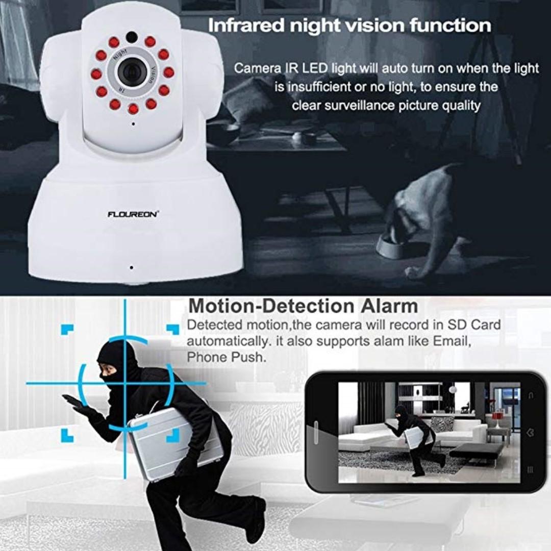 FLOUREON Wireless IP Camera 720P HD Home Surveillance Security Indoor ...
