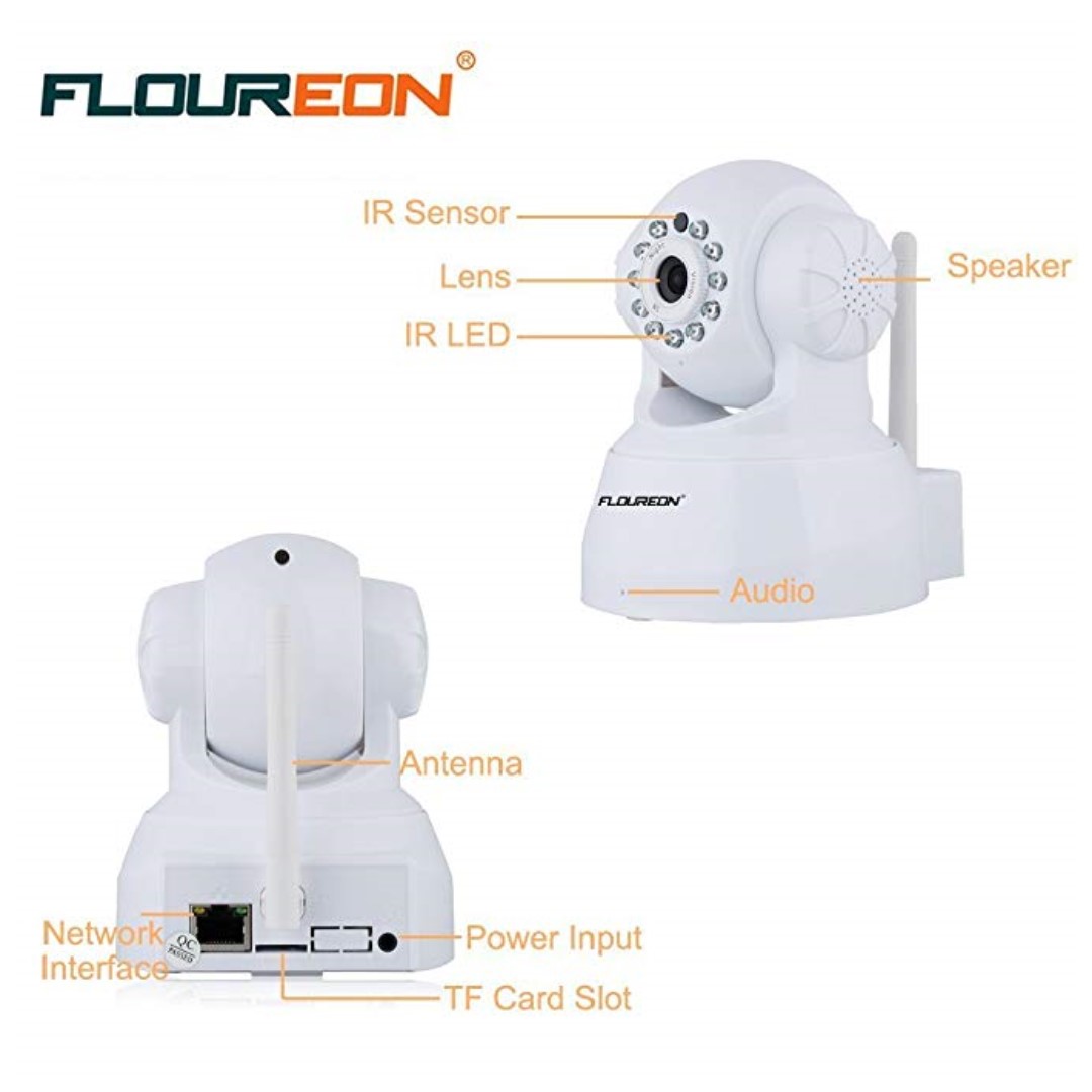 FLOUREON Wireless IP Camera 720P HD Home Surveillance Security Indoor ...