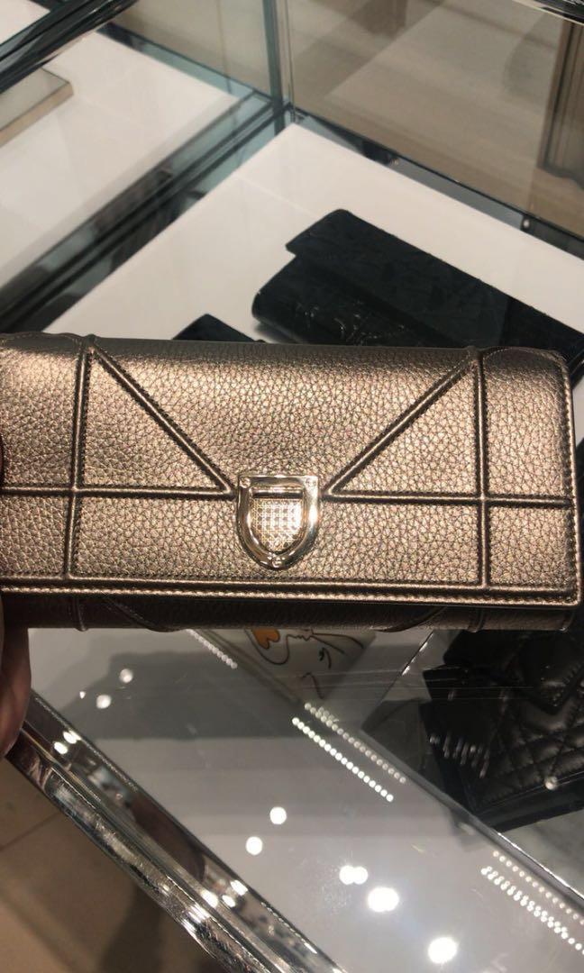 WOC Dior Diorama wallet in rose gold, Luxury, Bags & Wallets on Carousell