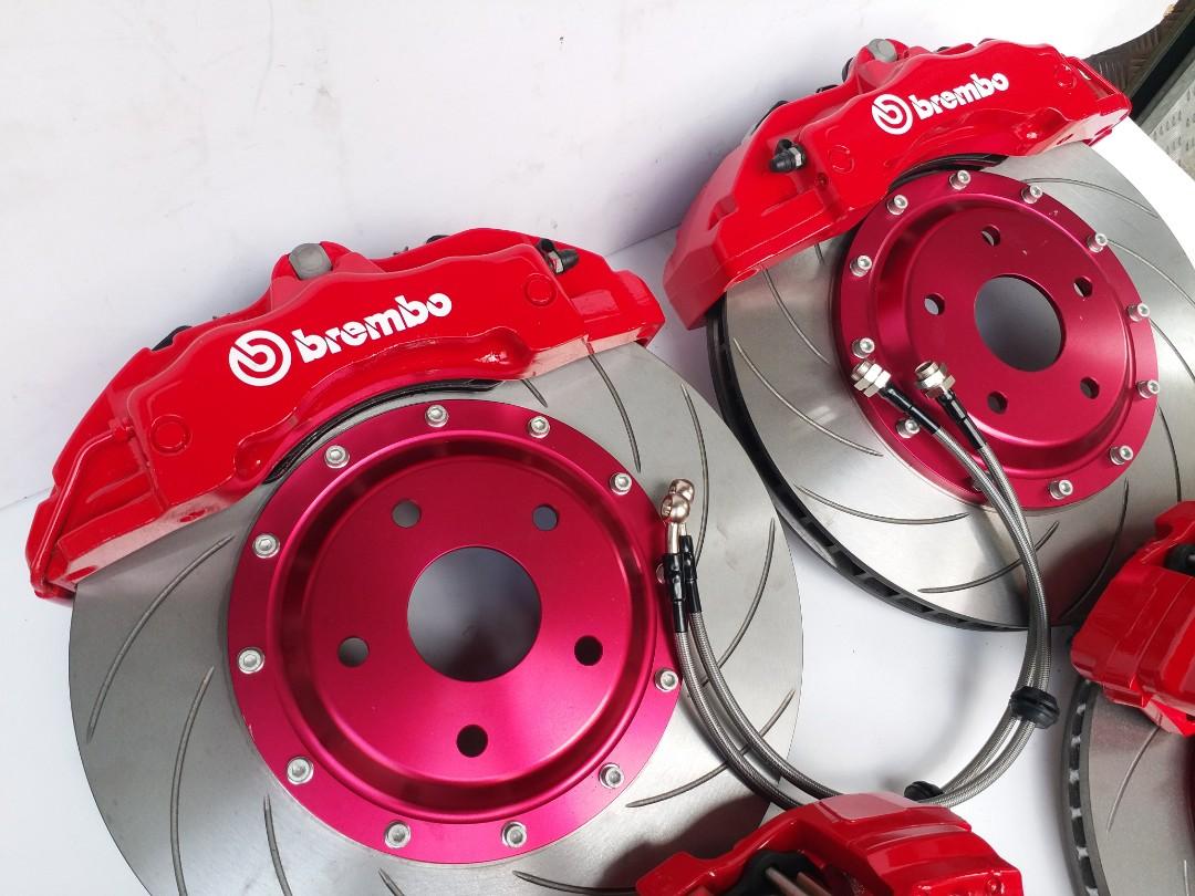 ☇豐田☇直上 brembo 頭六傘尾四傘卡鉗🔥連全新開坑碟 👉頭355mm 👉尾350mm🔥全新迫力皮🔥, 汽車配件, 改裝、內外零件 - Carousell