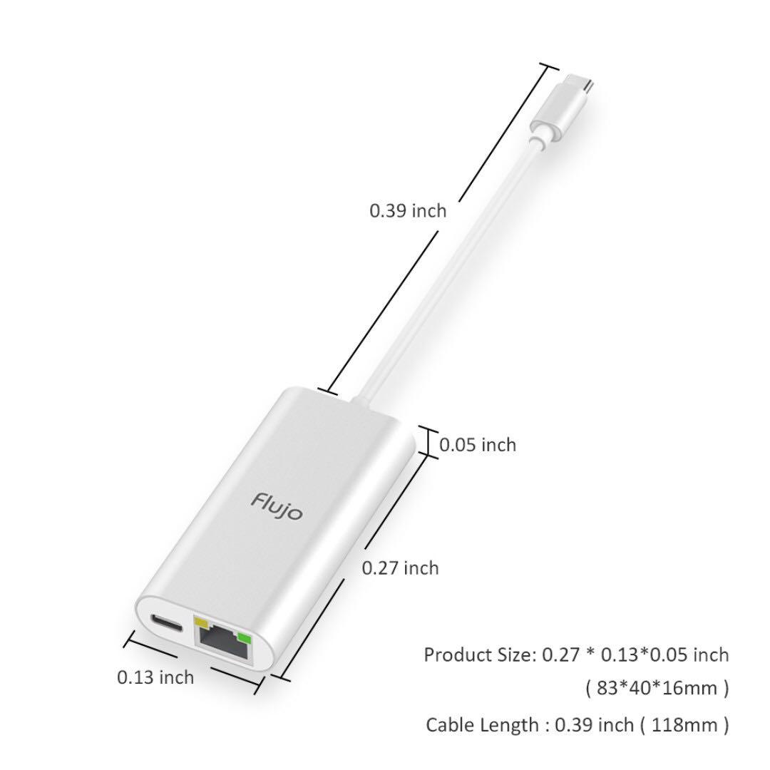 BNIB Flujo USB-C To Gigabit Ethernet Adapter With Power Delivery ...
