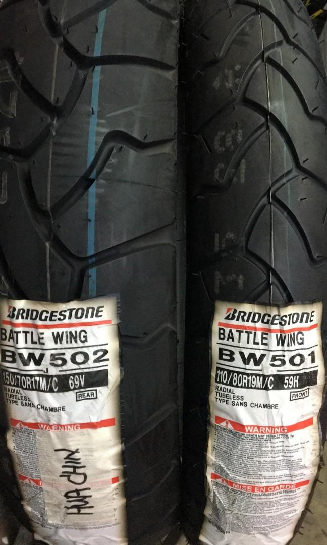 Bridgestone Battle Wing BW502 Tyre Set, Motorcycles, Motorcycle ...