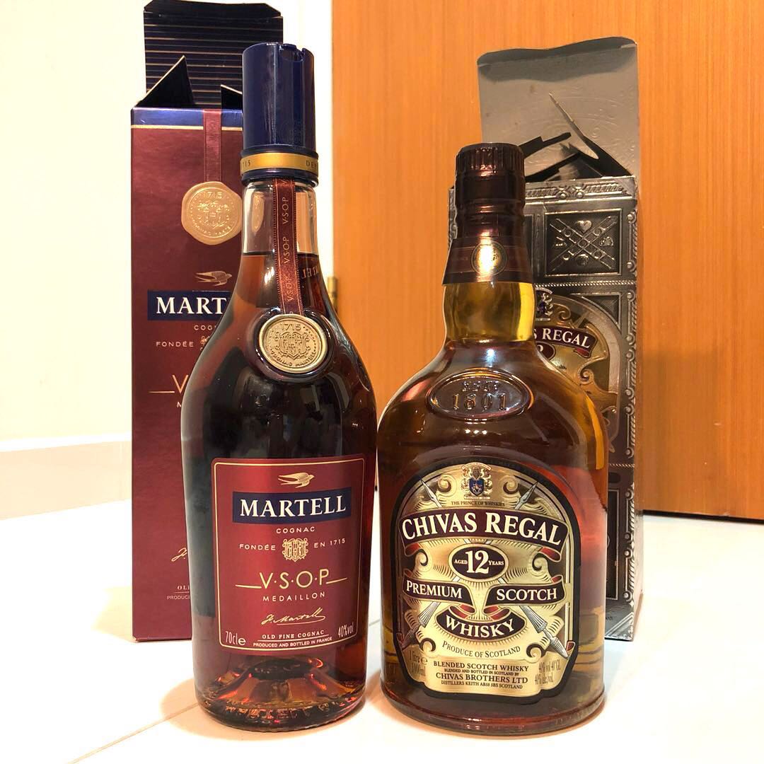 Martell VSOP + Chivas 12 (700ml/1000ml), Food & Drinks, Alcoholic Beverages on Carousell