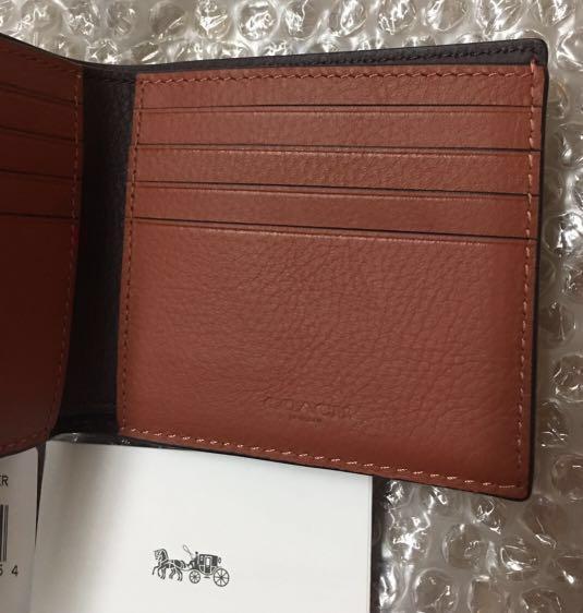 Coach Men 1941 Leather Double Billfold Cards Wallet (Brown), Men's ...