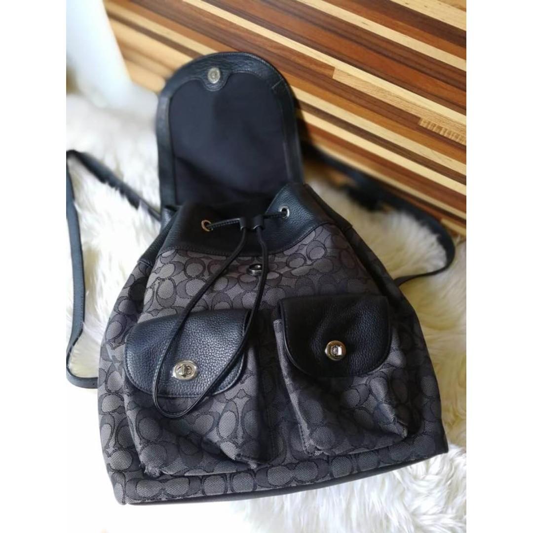Authentic Coach Billie Backpack In Outline Signature F54795 - Black ...